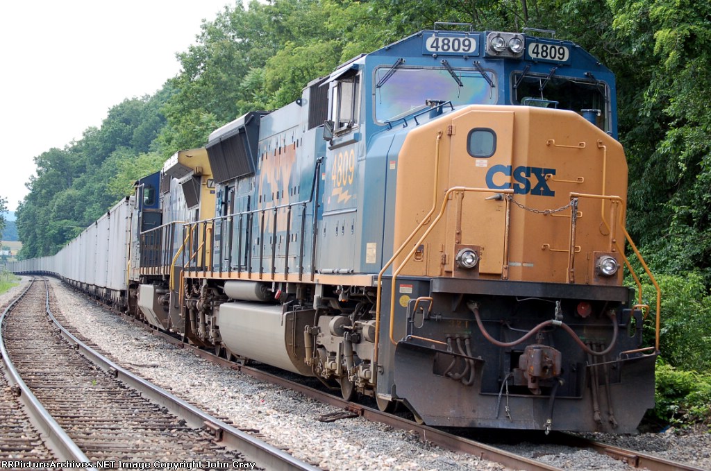 West bound coal train with CSXT 4809 (SD70MAC) & CSXT 7883 (C40-8W)